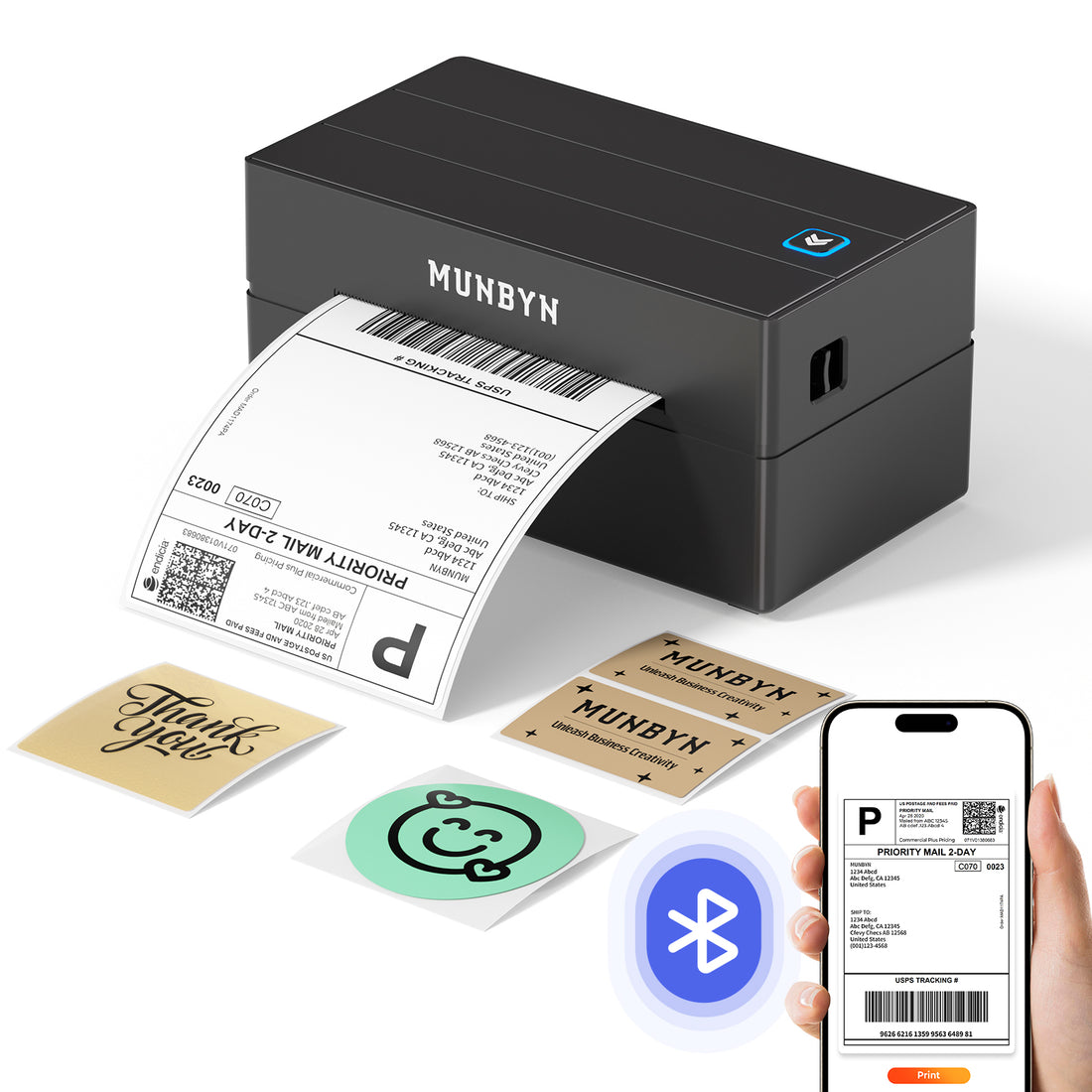 MUNBYN Bluetooth Thermal Printer P130B